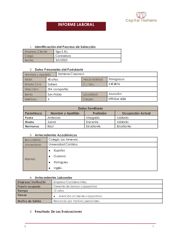 (DOC) Modelo de Informe laboral