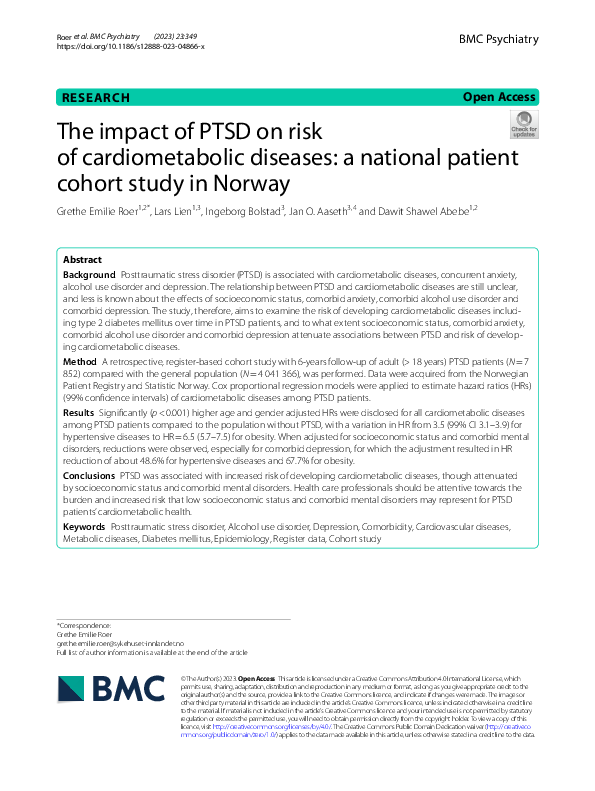 (PDF) PTSD's Impact on Cardiometabolic Disease Risk: A Norwegian Study