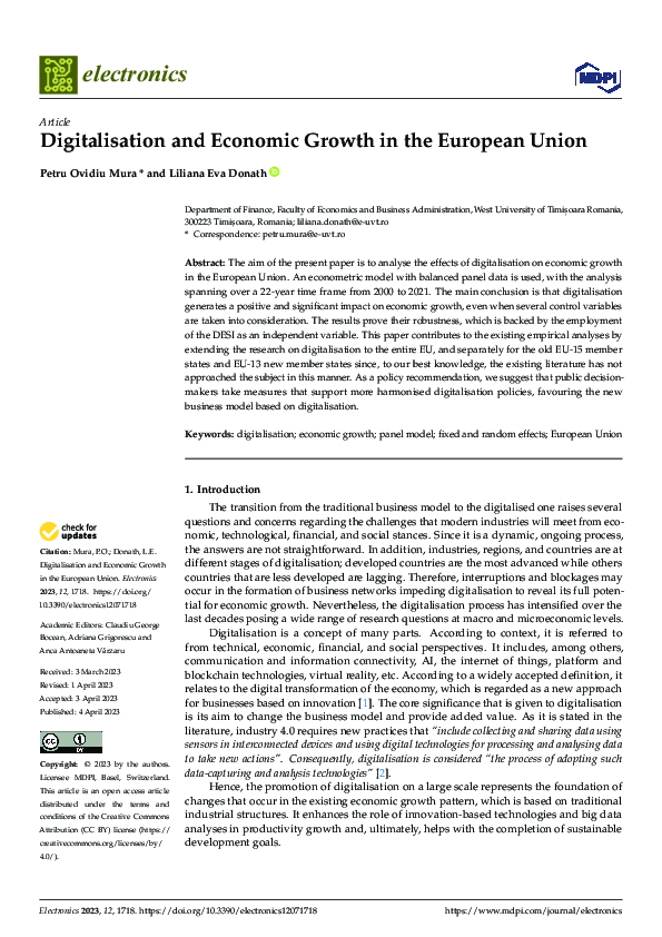 (PDF) Digitalisation and Economic Growth in the European Union
