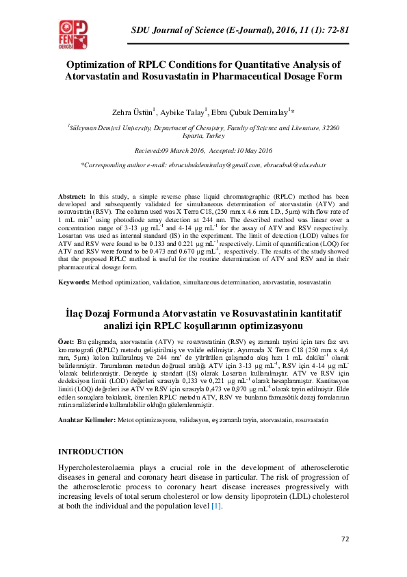 (PDF) Optimization of RPLC Conditions for Quantitative Analysis of ...