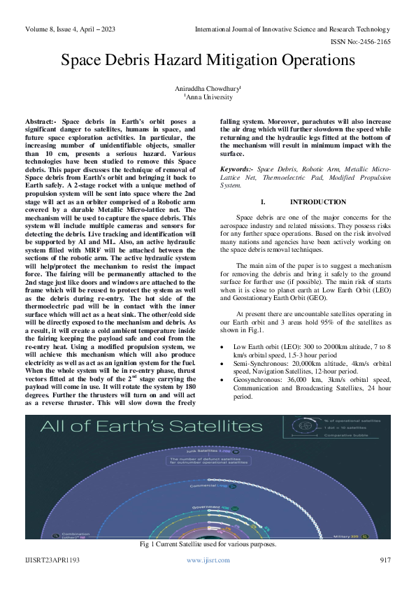 (PDF) Space Debris Hazard Mitigation Operations