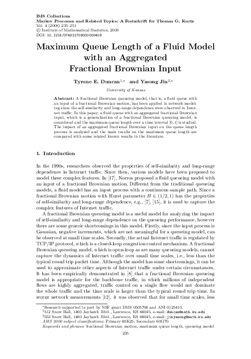 (PDF) Maximum Queue Length of a Fluid Model with an Aggregated Fractional Brownian Input