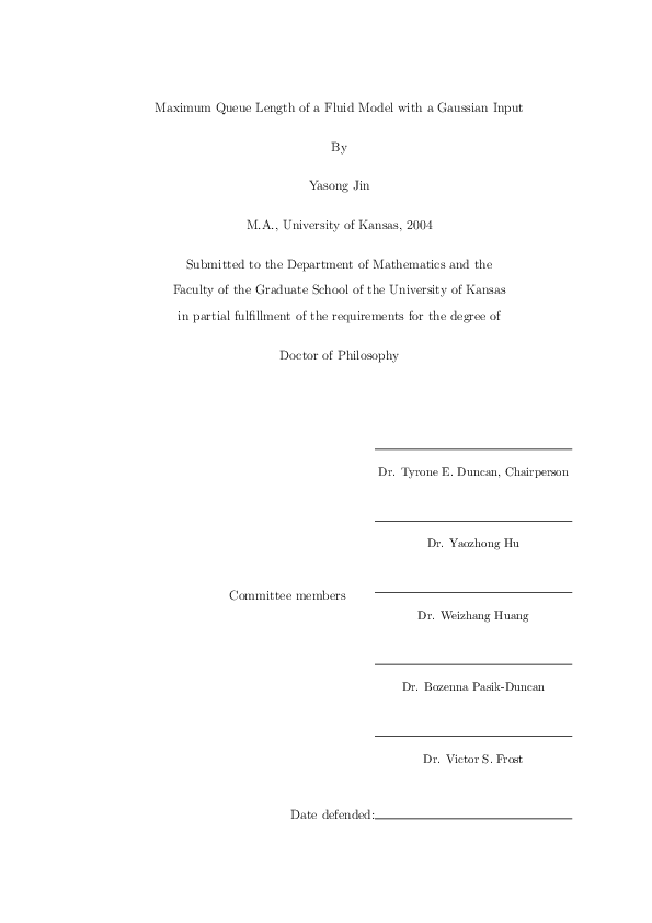 (PDF) Maximum queue length of a fluid model with a Gaussian input