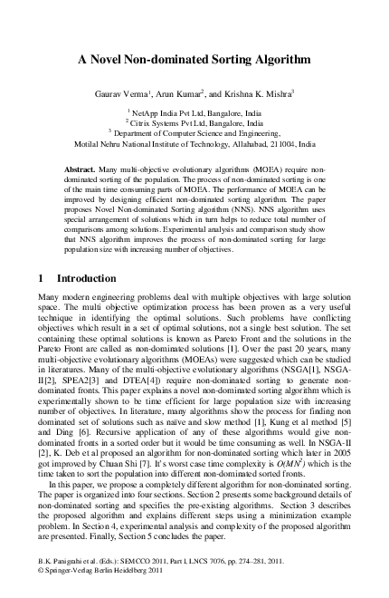 (PDF) A Novel Non-dominated Sorting Algorithm | Gaurav Verma - Academia.edu (PDF) A Novel Non-dominated Sorting Algorithm | Gaurav Verma - Academia.edu