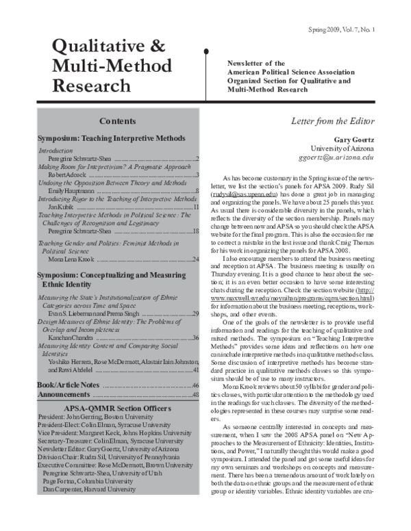 (PDF) Introducing Rigor To The Teaching Of Interpretive Methods | Jan ...