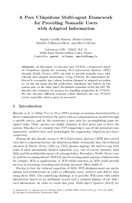 (PDF) PUMAS: Adapting Information for Nomadic Users