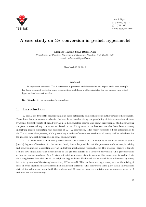 (PDF) A Case Study on ΣΛ Conversion In P-Shell Hypernuclei