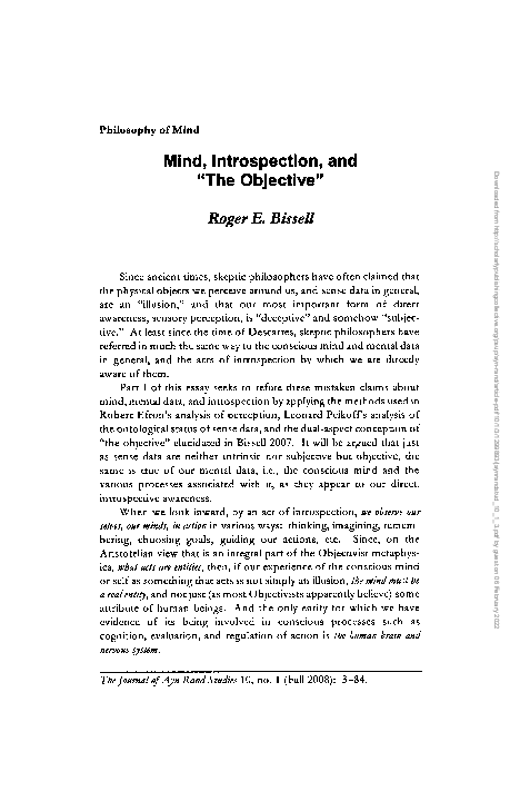 (PDF) Mind, Introspection, and "The Objective