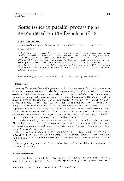 (PDF) Some issues in parallel processing as encountered on the Denelcor HEP