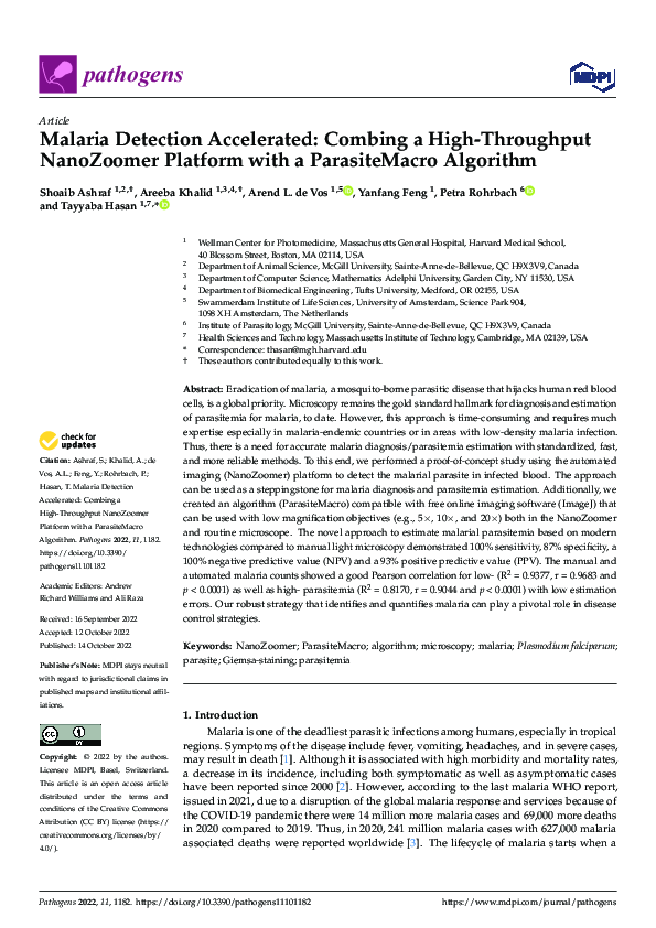 (PDF) Malaria Detection Accelerated: Combing a High-Throughput NanoZoomer Platform with a ...