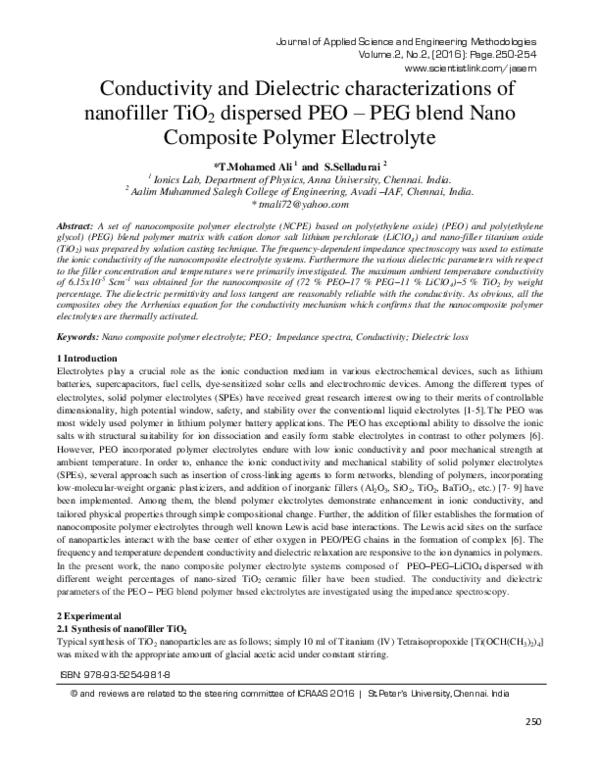 (PDF) Conductivity and Dielectric characterizations of nanofiller TiO2 ...