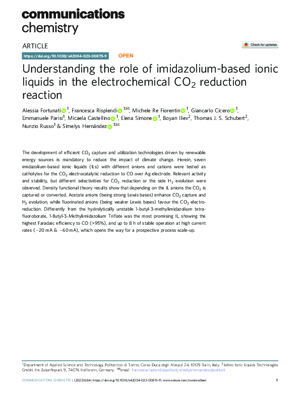 (PDF) Understanding the role of imidazolium-based ionic liquids in the electrochemical CO2 ...