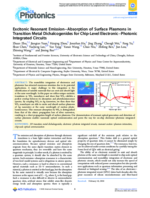 (PDF) Excitonic Resonant Emission–Absorption of Surface Plasmons in ...