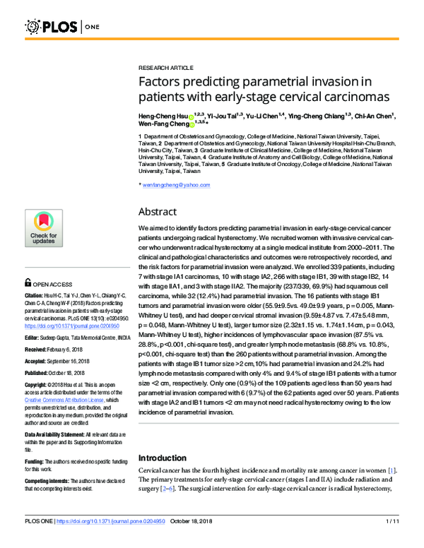 (PDF) Factors predicting parametrial invasion in patients with early ...