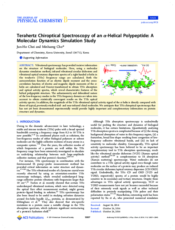 (PDF) Terahertz chiroptical spectroscopy of an α-helical polypeptide: a ...