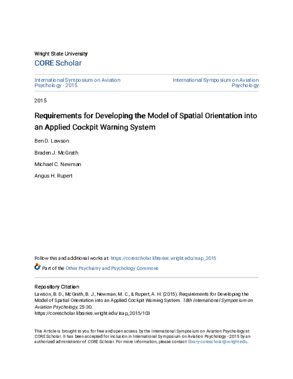 (PDF) Requirements for Developing the Model of Spatial Orientation into ...