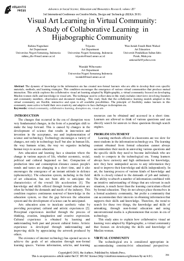 (PDF) Visual Art Learning in Virtual Community: A Study of ...