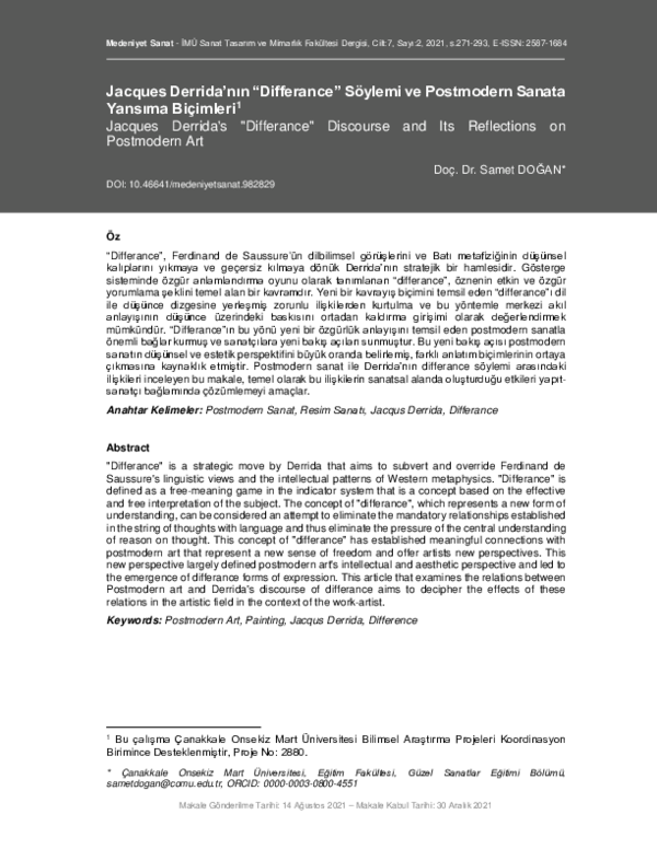 (PDF) Jacques Derrida's "Differance" Discourse and Its Reflections on ...