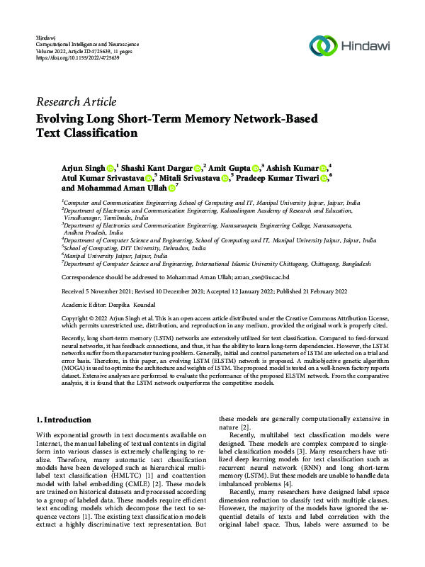 (PDF) Evolving Long Short-Term Memory Network-Based Text Classification