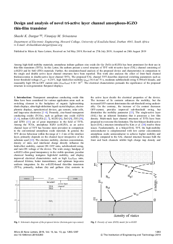 (PDF) Design and analysis of novel tri‐active layer channel amorphous ...