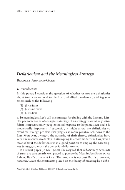 (PDF) Deflationism and the Meaningless Strategy