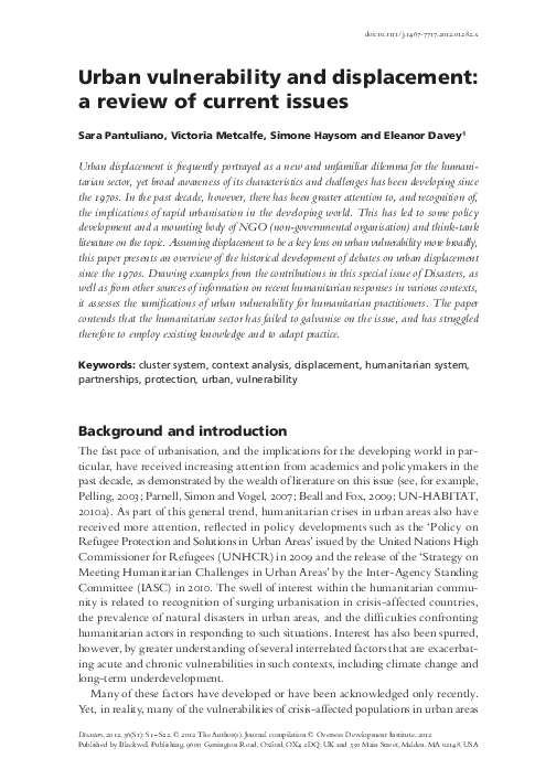 (PDF) Urban vulnerability and displacement: a review of current issues
