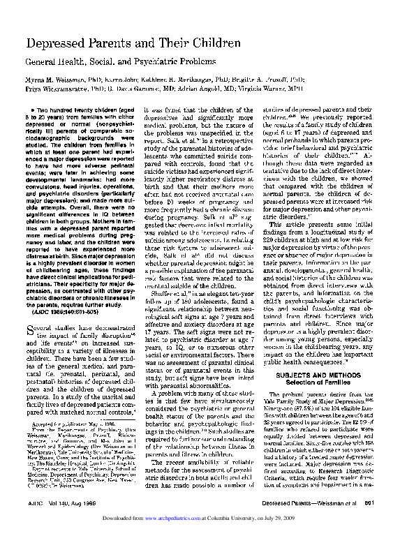 (PDF) Depressed Parents and Their Children