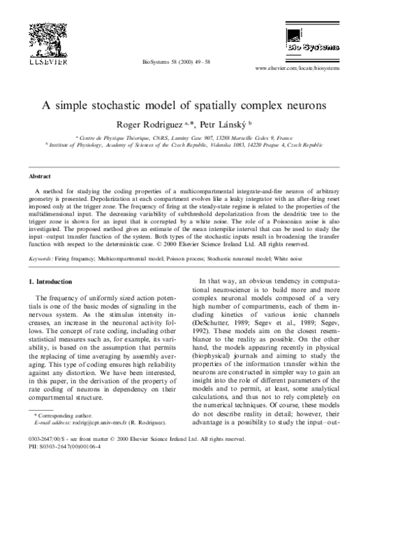 (PDF) A simple stochastic model of spatially complex neurons