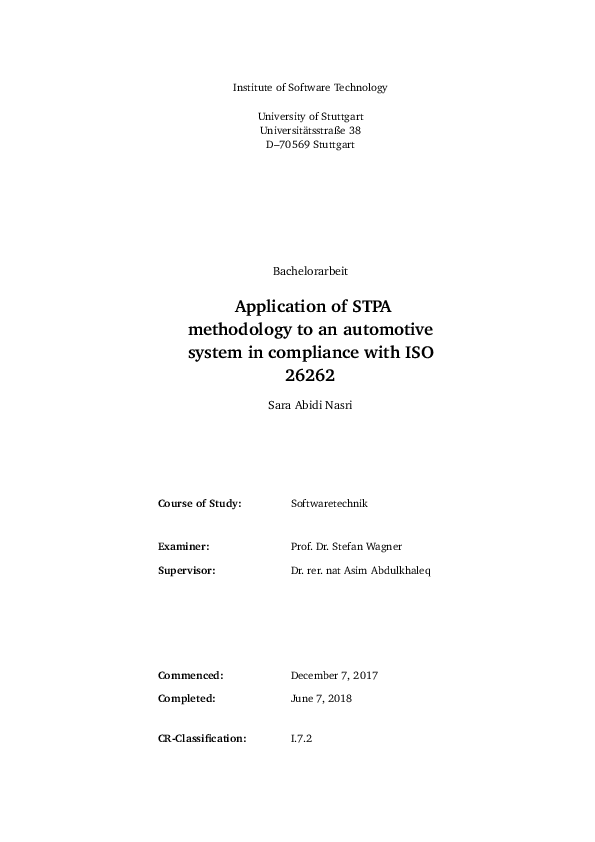 (PDF) Application of the STPA methodology to an automotive system in ...