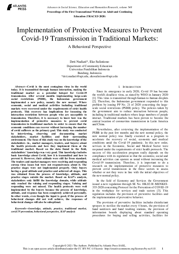 (PDF) Implementation of Protective Measures to Prevent Covid-19 ...