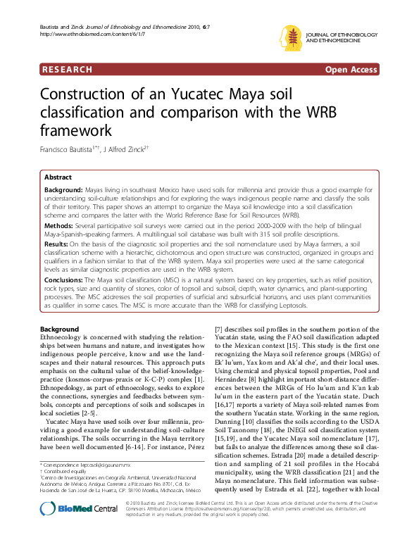 (PDF) Yucatec Maya Soil Classification and Comparison with WRB