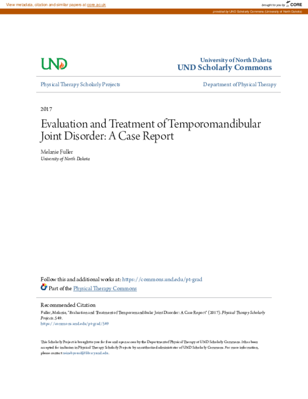 (PDF) Evaluation and Treatment of Temporomandibular Joint Disorder: A ...