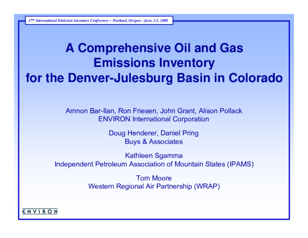 (PDF) A Comprehensive Oil and Gas Emissions Inventory for the Denver ...