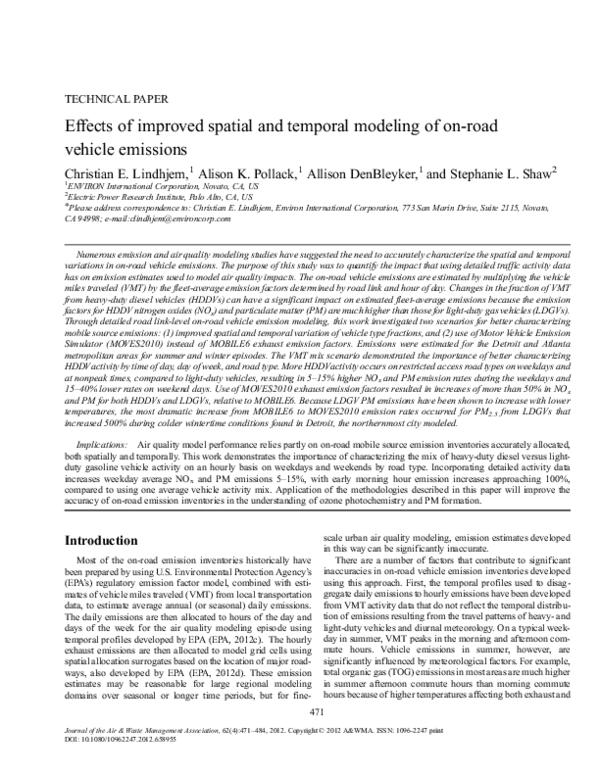 (PDF) Effects of improved spatial and temporal modeling of on-road ...