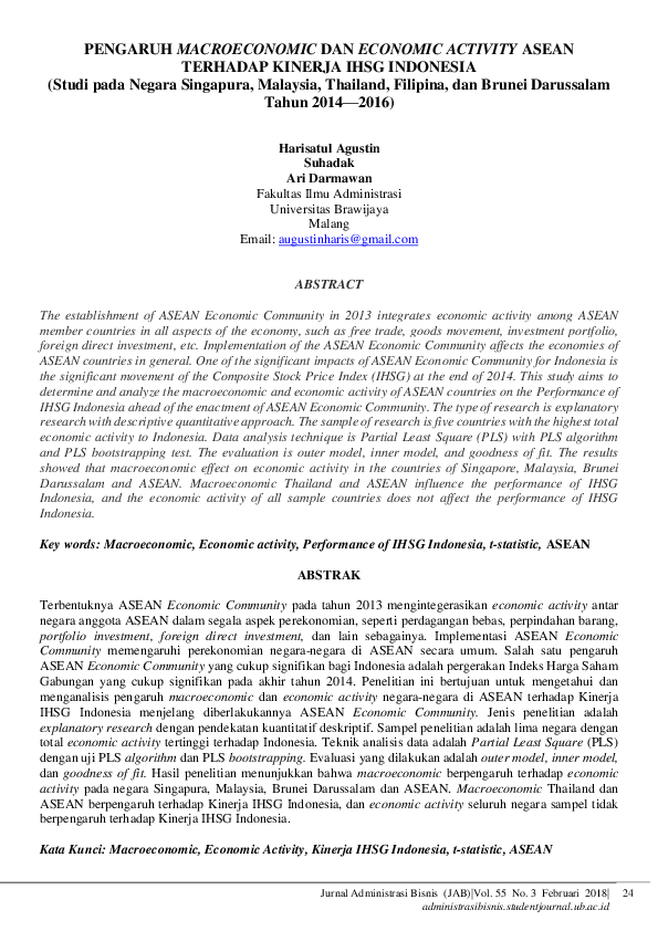 (PDF) PENGARUH MACROECONOMIC DAN ECONOMIC ACTIVITY ASEAN TERHADAP ...