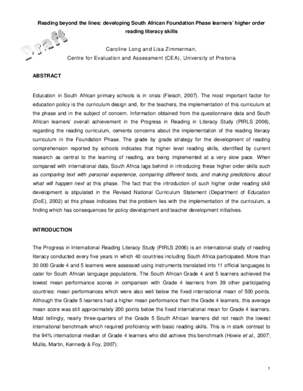 (PDF) Reading beyond the lines: Developing South African Foundation ...