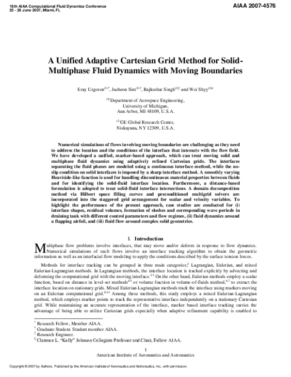 Pdf A Unified Adaptive Cartesian Grid Method For Solid Multiphase Fluid Dynamics With Moving