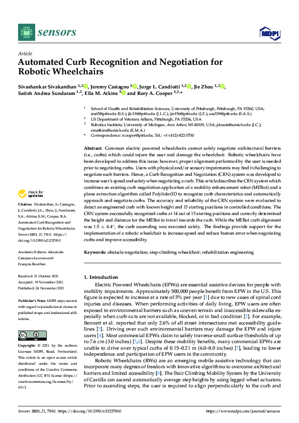 (PDF) Automated Curb Recognition and Negotiation for Robotic Wheelchairs