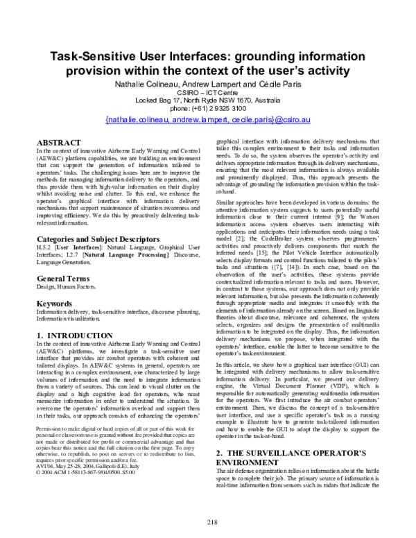 (PDF) Task-sensitive user interfaces