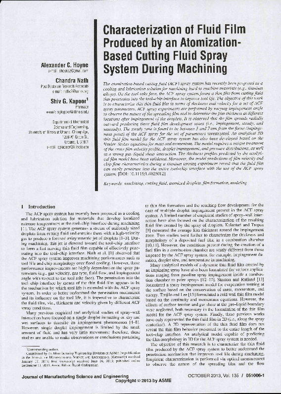 (PDF) Characterization of Fluid Film Produced by an Atomization-Based ...