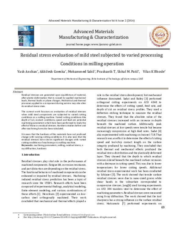 (PDF) Residual stress evaluation of mild steel subjected to varied ...