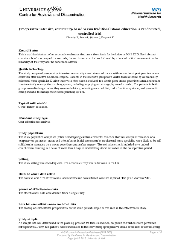 (PDF) Preoperative Intensive, Community-Based vs. Traditional Stoma ... (PDF) Preoperative Intensive, Community-Based vs. Traditional Stoma ...