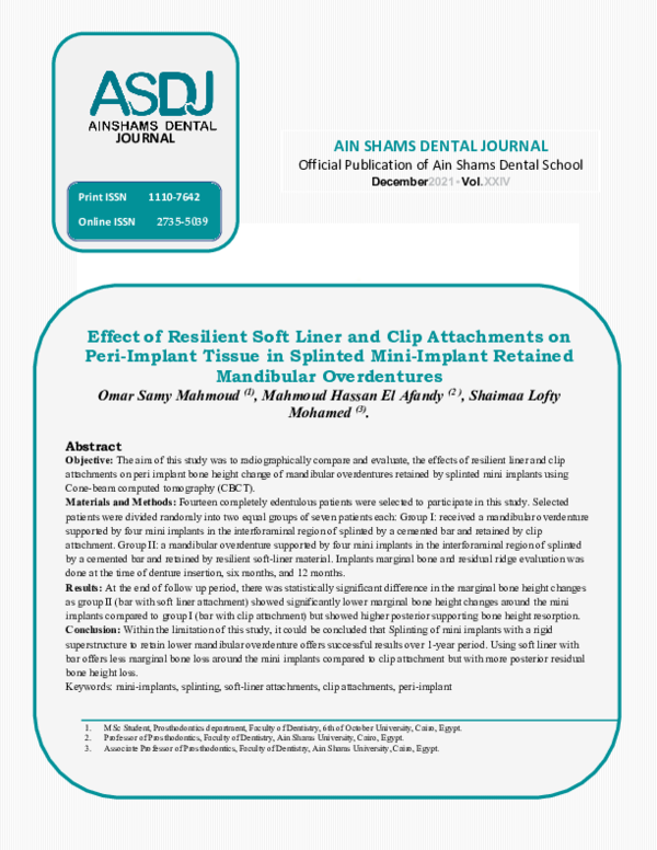 (PDF) Effect of Resilient Soft Liner and Clip Attachments on Peri ...