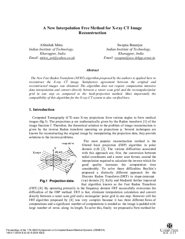 (PDF) A new interpolation free method for X-ray CT image reconstruction