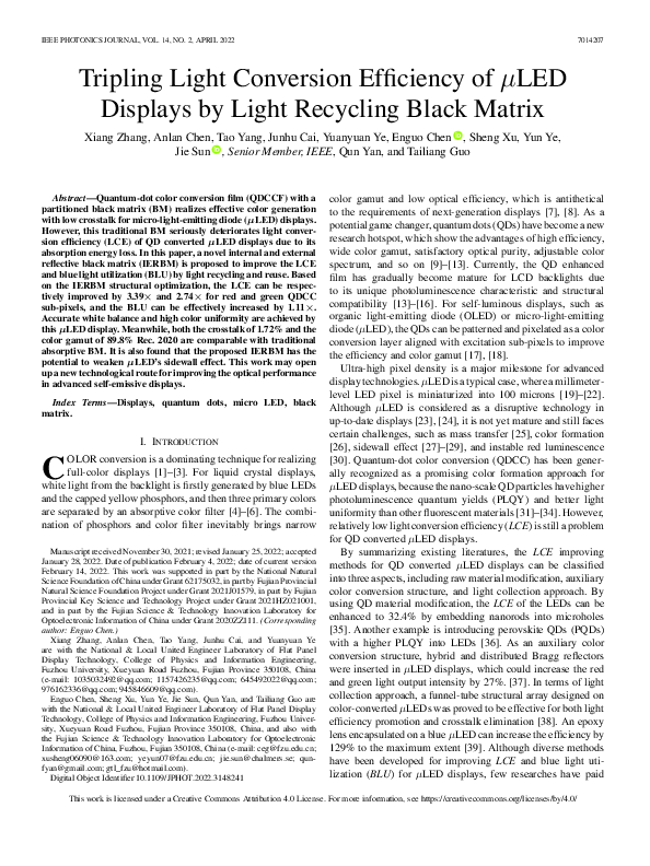 (PDF) Tripling Light Conversion Efficiency of μLED Displays by Light ...