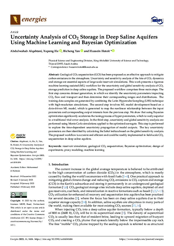 (PDF) Uncertainty Analysis of CO2 Storage in Deep Saline Aquifers Using Machine Learning and ...
