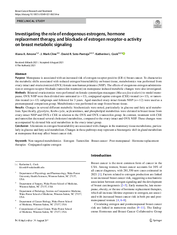 (PDF) Investigating the role of endogenous estrogens, hormone ...