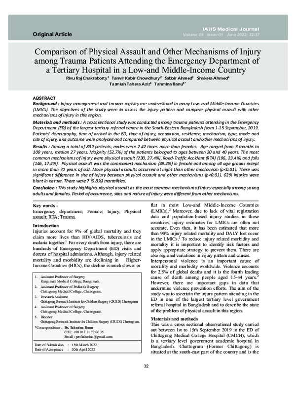 (PDF) Comparison of Physical Assault and Other Mechanisms of Injury ...
