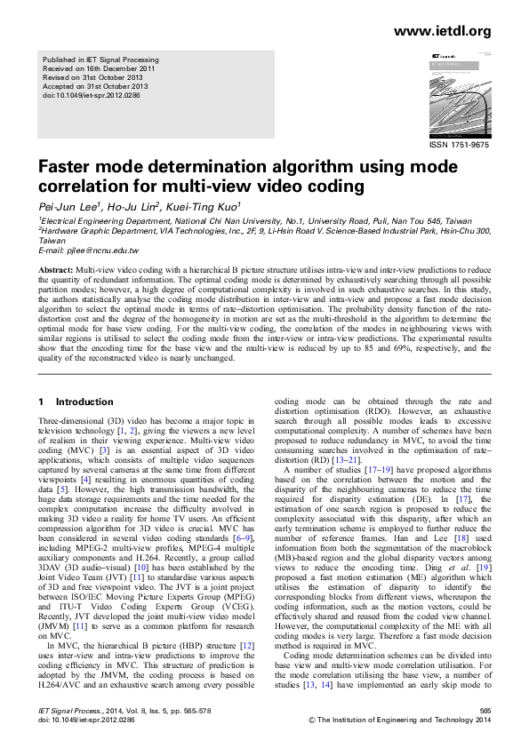 (PDF) Faster mode determination algorithm using mode correlation for ...