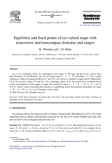 (PDF) Equilibria and fixed points of set-valued maps with nonconvex and noncompact domains and ...